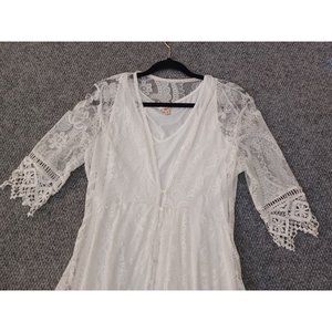 Reba | Dresses | Reba Dress Womens Sz M White Ivory Lace Western ...